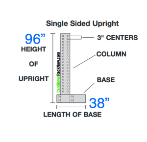 8′ High x 38” Deep Cantilever Upright & Base